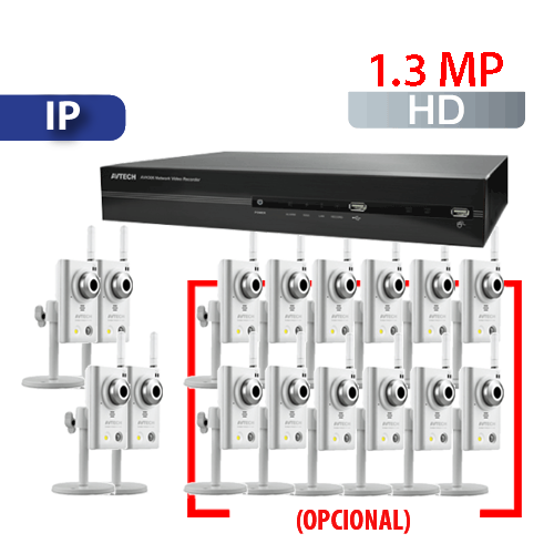 Kits IP de Cámaras con Grabador de 16 Canales 1.3MP Avtech